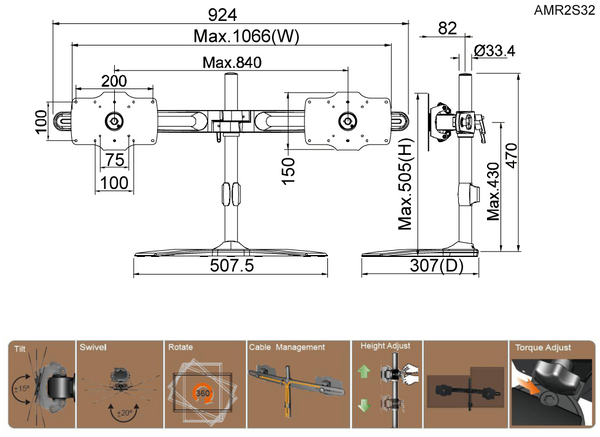 The Dual Monitor Stand | AMR2SU | Monumental Mounts
